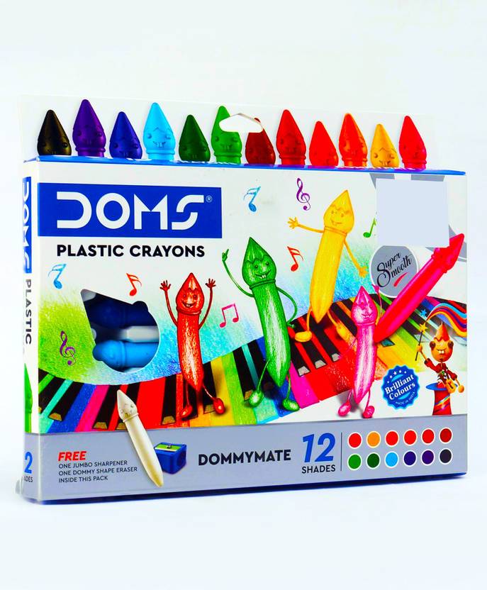 Flipkart.com | CS Doms Plastic Crayons 12 Shades Dummymate with Eraser ...