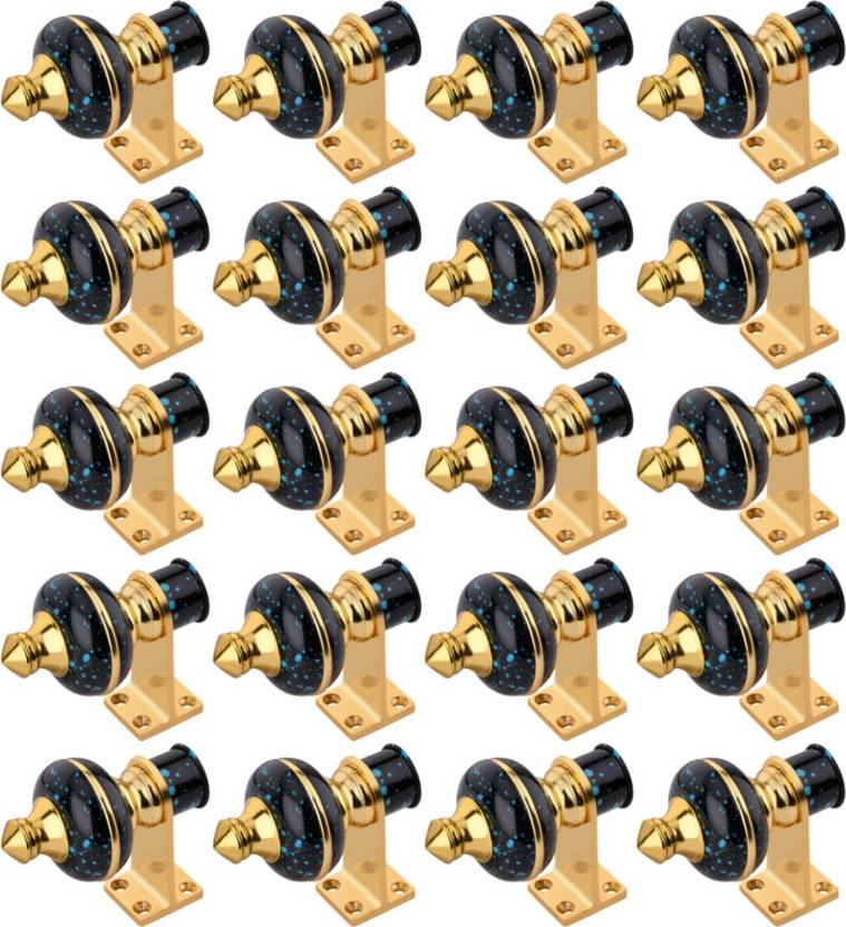 Sun Shield Blue, Black, Gold Curtain Knobs, Curtain Hooks, Rod Rail ...