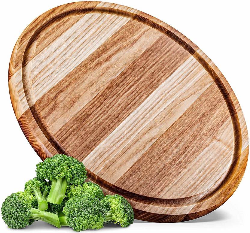 lOMESH Round Wooden Chopping Tray Pizza Serving Plate Fruit Vegetable ...