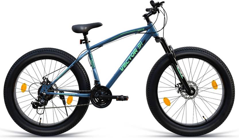 Vector 91 Monster Fat Bike with 21 Speed Shimano Gear - Blue Green 26 T ...