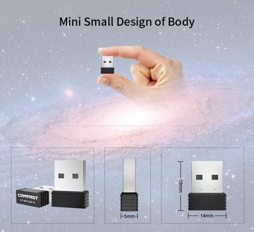 BUNAS WIFI USB ADAPTER 150M Network Receiver for Laptop, computer CD ...