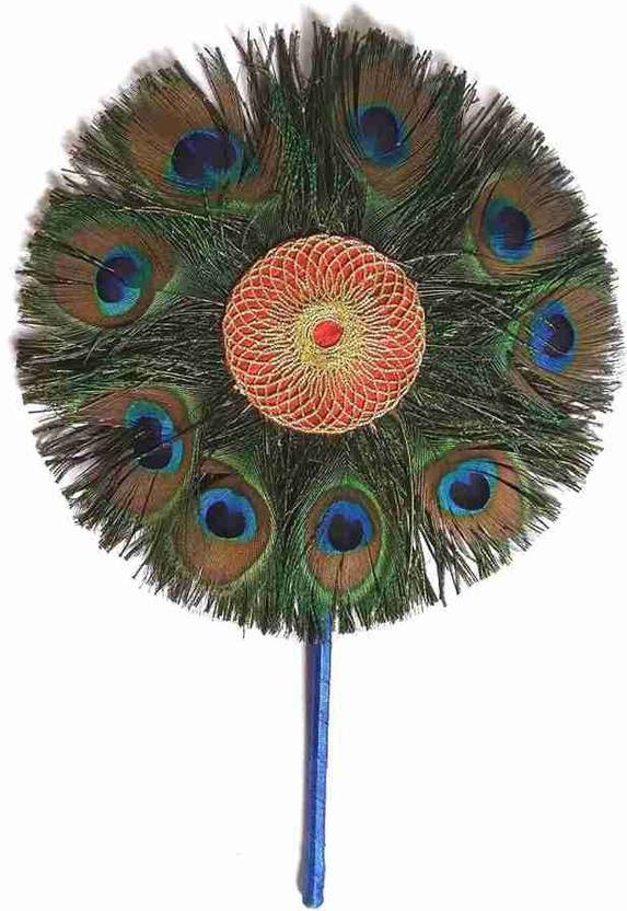 M/S Raja Dey Green Peacock feather natural hand fan/pankha. Price in ...