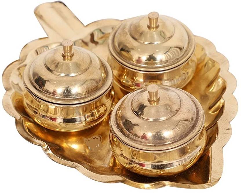 KDT Handcrafted Brass Big Supari Plate & katori Haldi Kumkum Thali ...