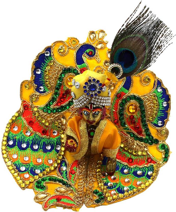 Shyam Creation Yellow Designer Laddu Gopal Dress mukut/safa -1 mor ...