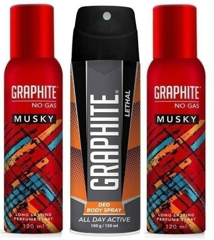GRAPHITE MUSKY-2 AND LETHALE-1 PACK OF 3 F1 Deodorant Roll-on - For Men ...