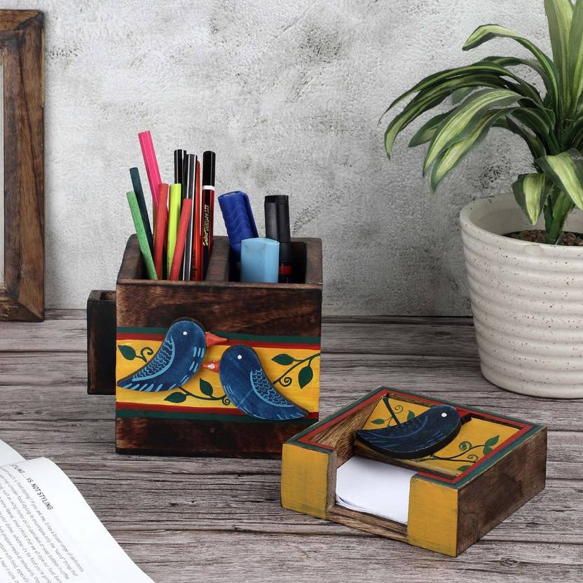 Flipkart.com | VarEesha 3 Compartments Mango Wood Pen Stand & Pen ...