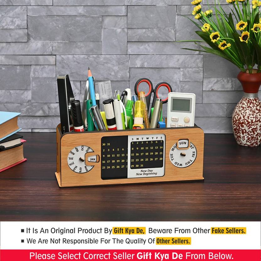 Flipkart.com | GIFT KYA DE 4 Compartments Wooden Desk Organizer With ...