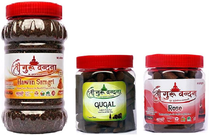 Shree guru vandana Dhoop v agarbatti GUGGUL DHOOP SMALL 60 CONES / ROSE ...