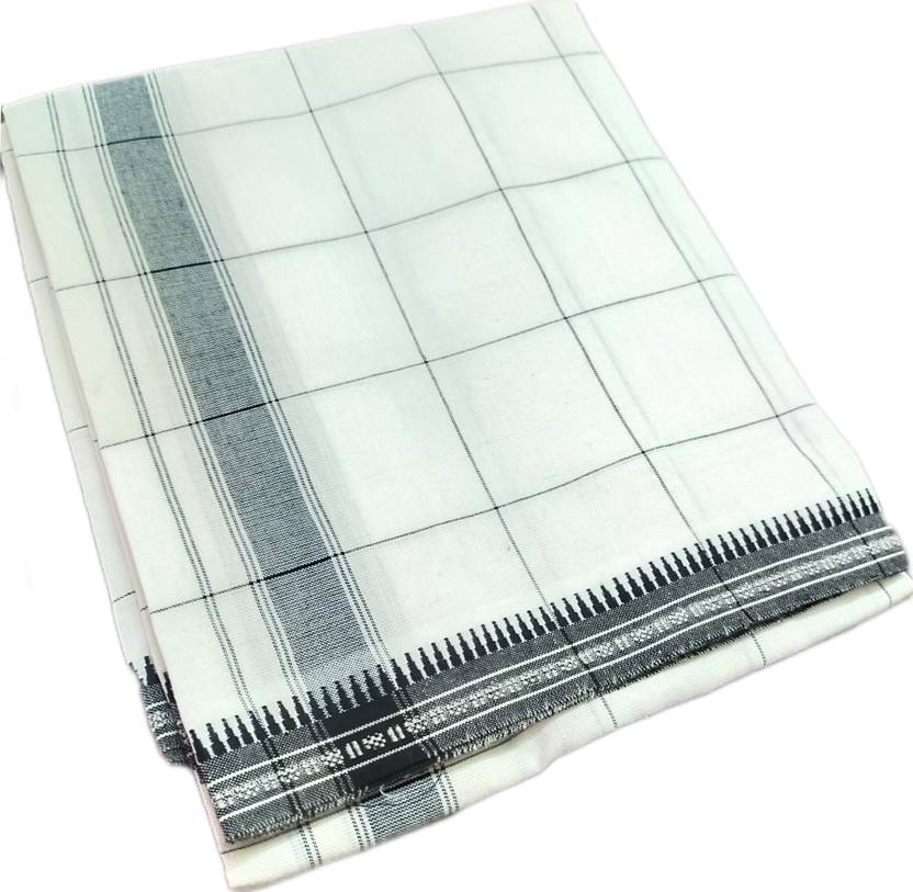 Modhi KERALA DHOTI WITH THALAPATHY BORDER Checkered Men Dhoti - Buy ...