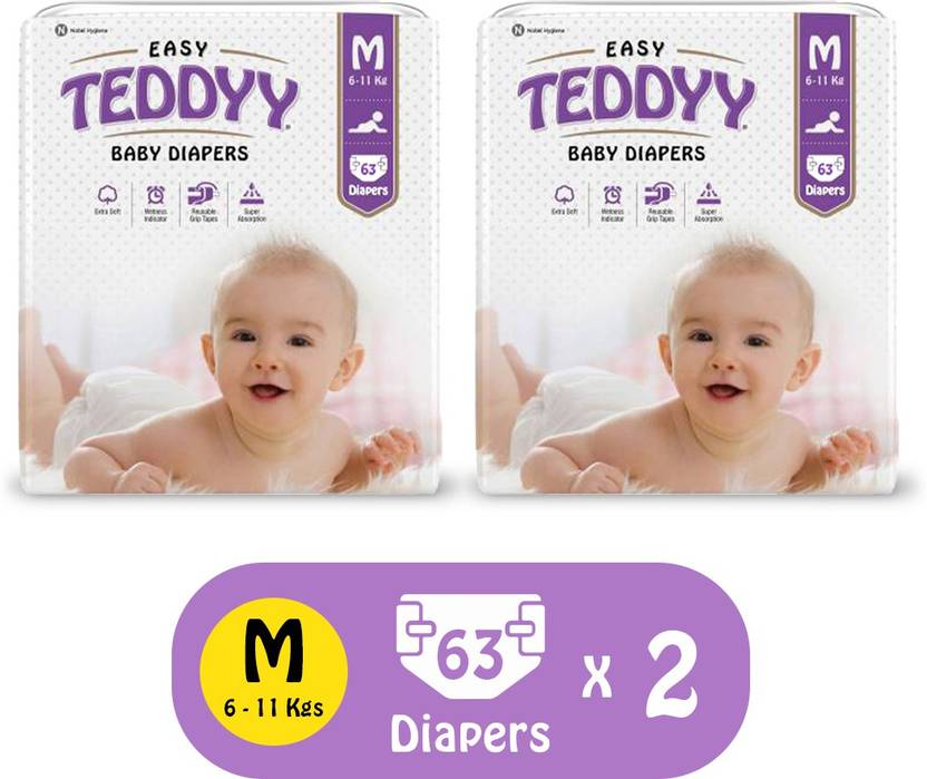 TEDDYY Easy Baby Taped Diapers - M - Buy 84 TEDDYY Soft Nonwoven Tape ...