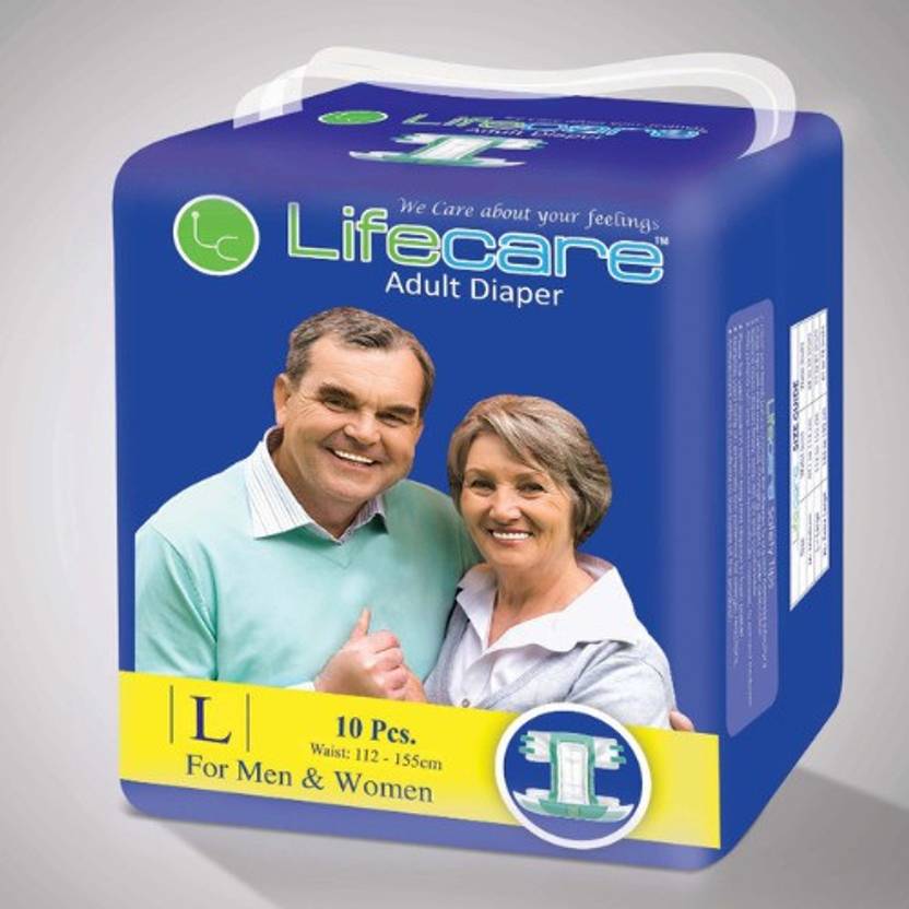 LIFE CARE Premium Adult Diaper, Large Size, Pack of 10 Nos, Waist Size ...