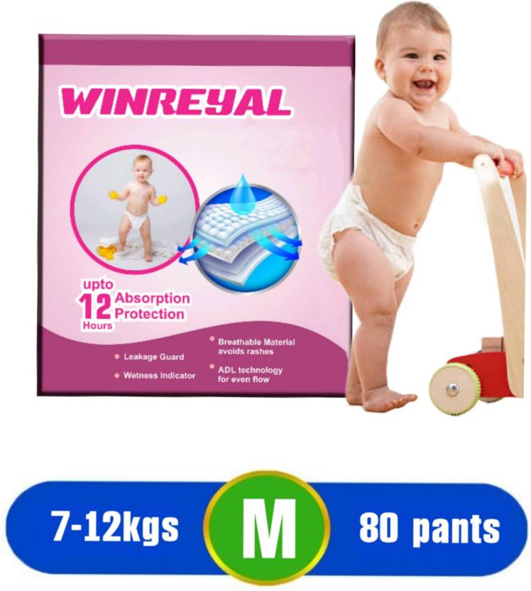 WINREYAL Diapers with Wetness Indicator/12 hours Absorption - M - Buy ...