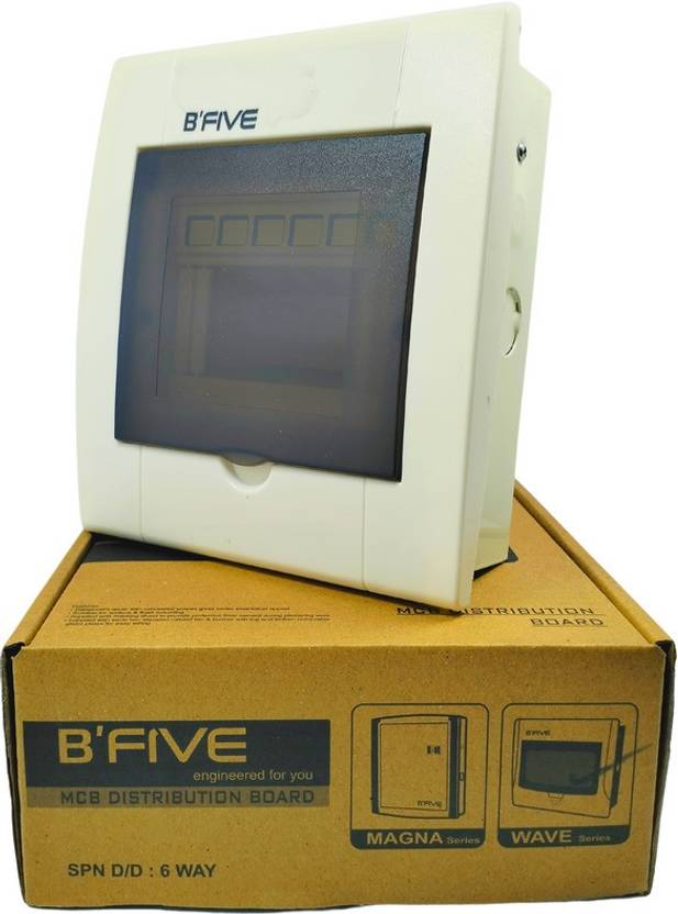 b'five Mcb Protection Wave Metal base Plastic Wall distribution Cover 6 ...