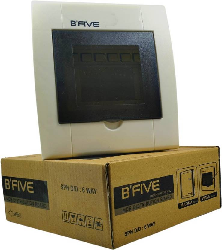 b'five Mcb Protection Wave Metal base Plastic Wall distribution Cover 6 ...