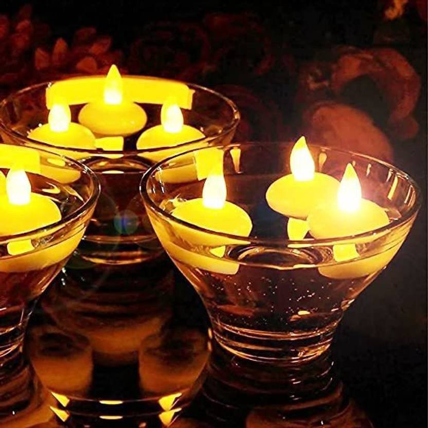 Sirgan Water Floating Sensor Battery Operated White Diyas For Pooja ...