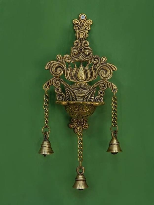 GODS CHOICE Brass Lotus Wall Mounted Diya For Pooja/Decor Size : 8 ...