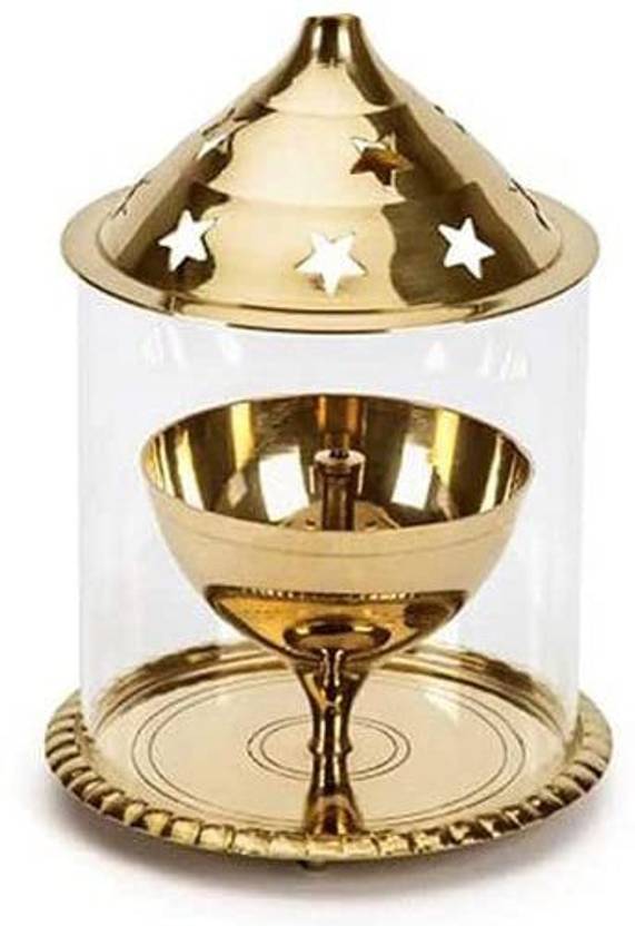 DARIDRA BHANJAN Glass Cover/Akhand Diya/Brass Diya for puja/Diwali Diya ...