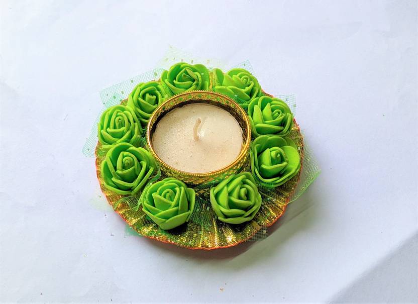 Manjri MANJRI SMALL DIYA WITH GREEN WOOL & ECO-FRIENDLY DIYA Wool ...