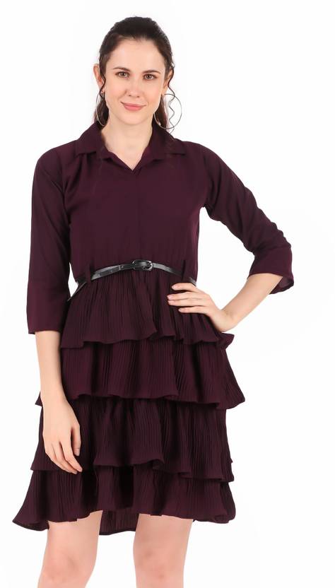 Angreji Girl Women Layered Purple Dress - Buy Angreji Girl Women ...