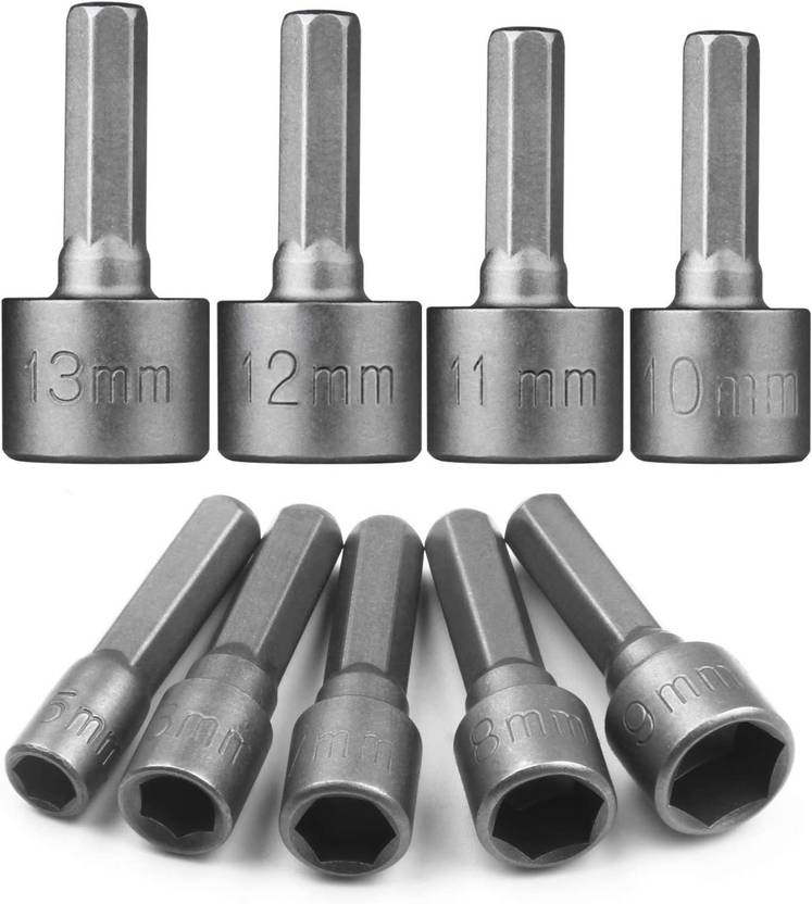 KAVYA TOOLS POWER Great 9pcs Nut Driver Drill Bit Set Socket Bit Chuck ...