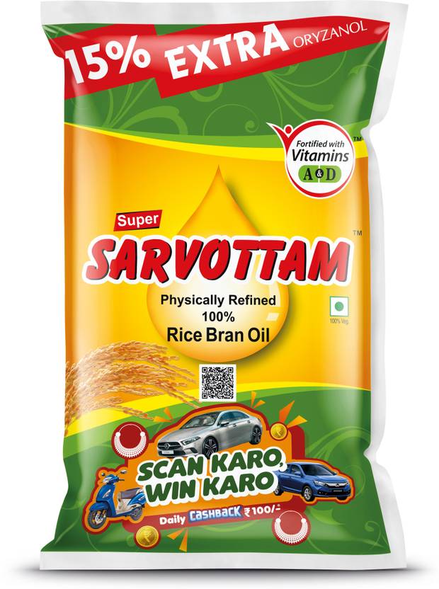Super Sarvottam Physically refined Rice Bran Oil Pouch Price in India - Buy Super Sarvottam ...