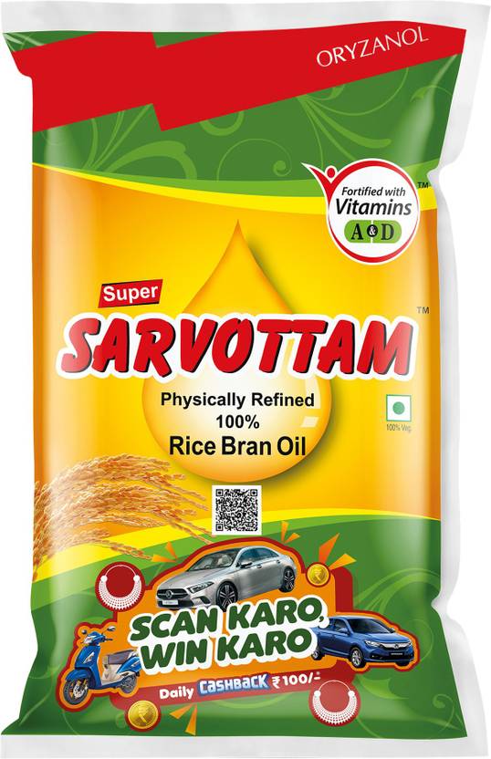 Super Sarvottam Physically refined Rice Bran Oil Pouch Price in India - Buy Super Sarvottam ...