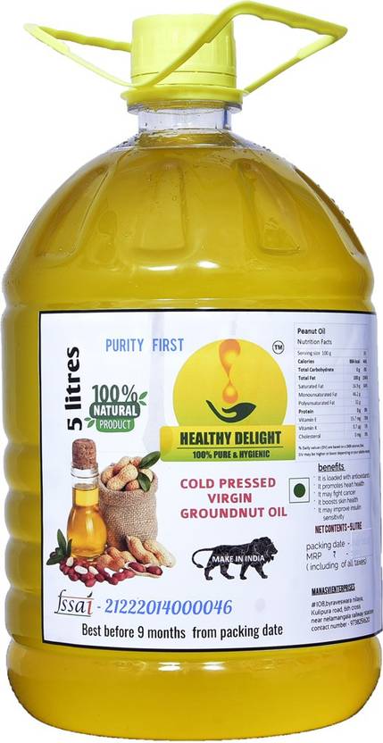 Healthy delight Groundnut oil 5litre Groundnut Oil PET Bottle Price in ...