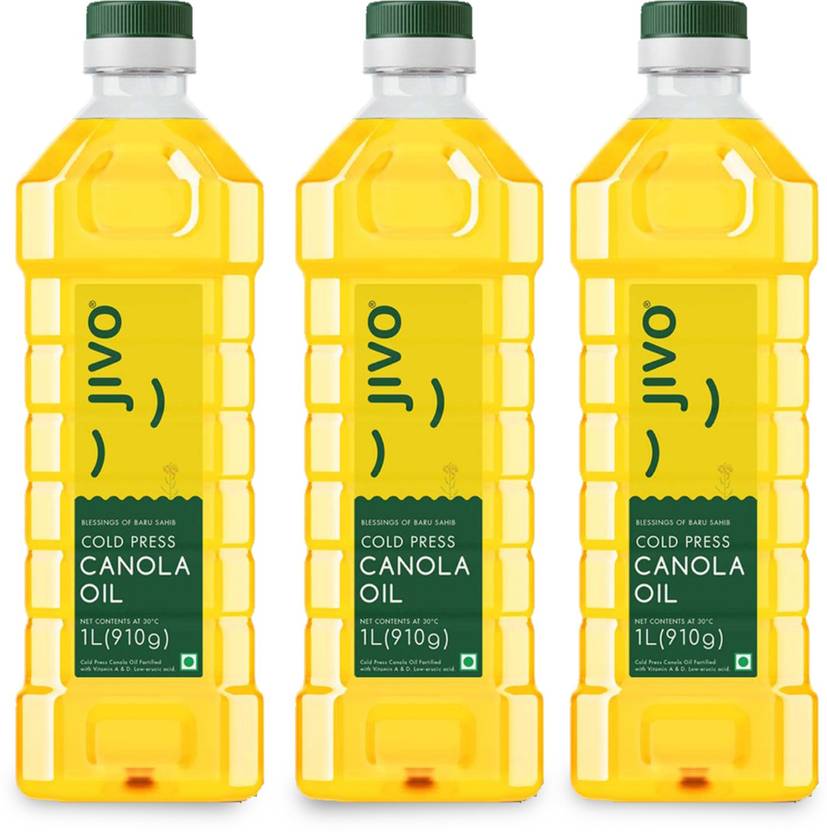 JIVO Canola Cold Press Edible Oil Pack of 3, 1 Litre each (3Litres ...