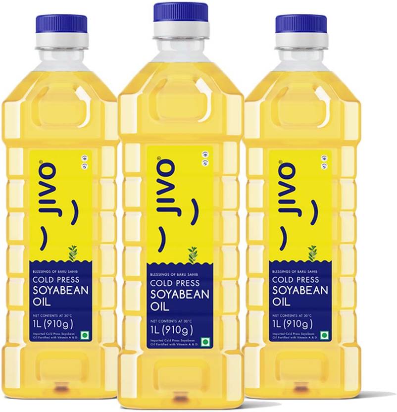 JIVO Cold Press Soyabean Oil 1 Ltr ( Pack of 3 ) Soyabean Oil Plastic ...
