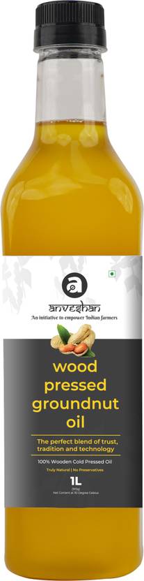 Anveshan Wood Cold Pressed Groudnut/Peanut Cooking Oil - 1L, Plastic ...