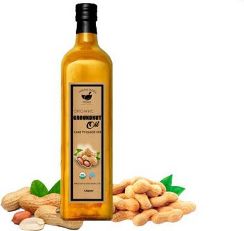 essential blends 100% Pure Cold Pressed Groundnut Oil Glass Bottle ...