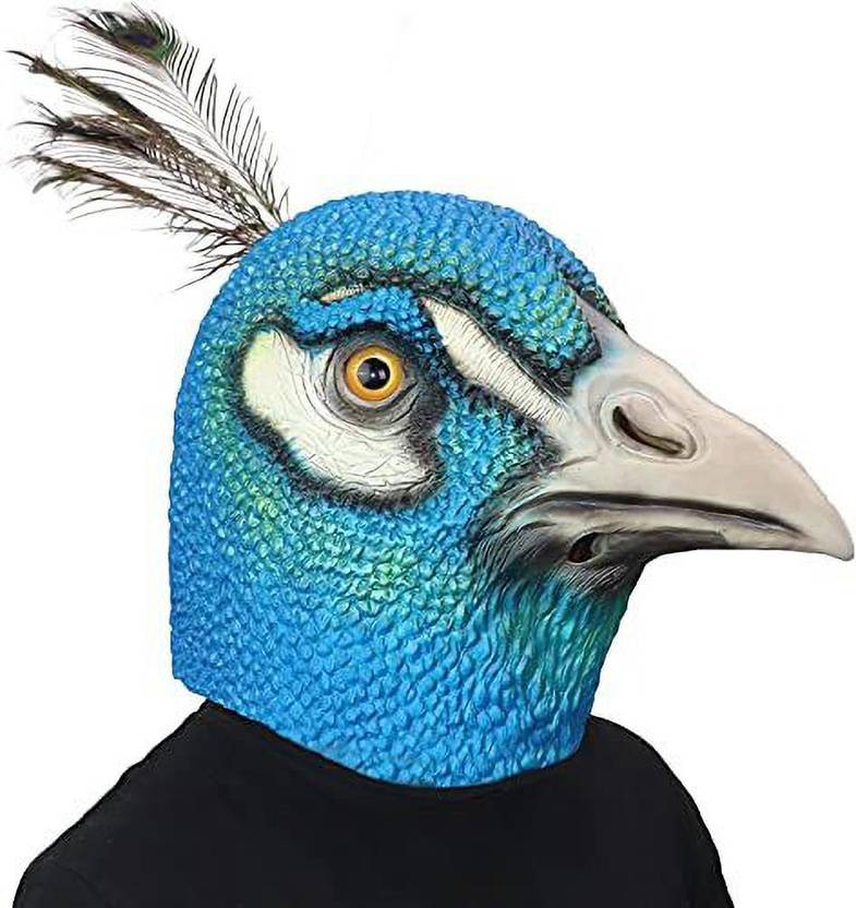 ifkoo Halloween Peacock Mask Funny Realistic Face Fursuit Head Costume ...