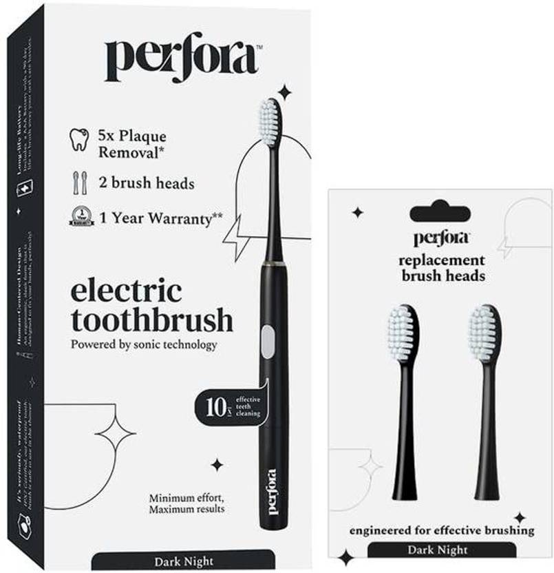Perfora Electric Toothbrush with 4 Brush Heads - Battery Powered ...