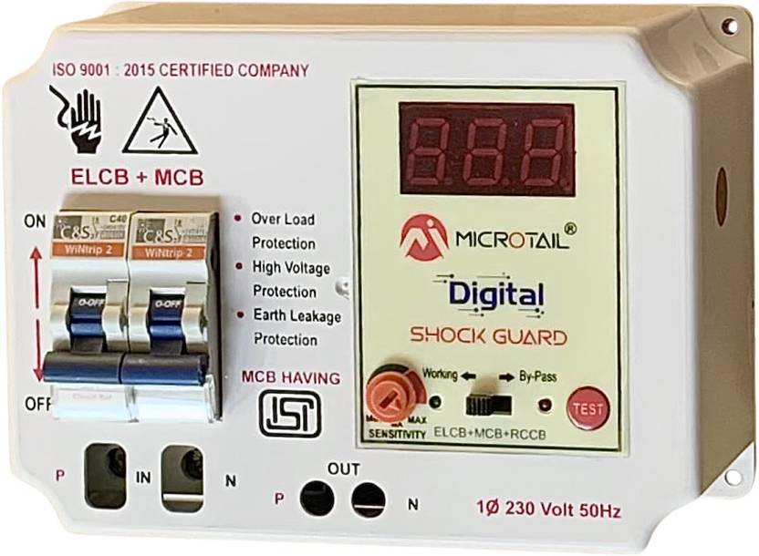MICROTAIL Single Phase 40A 2 Pole Digital RCCB + ISI Marked MCB High ...