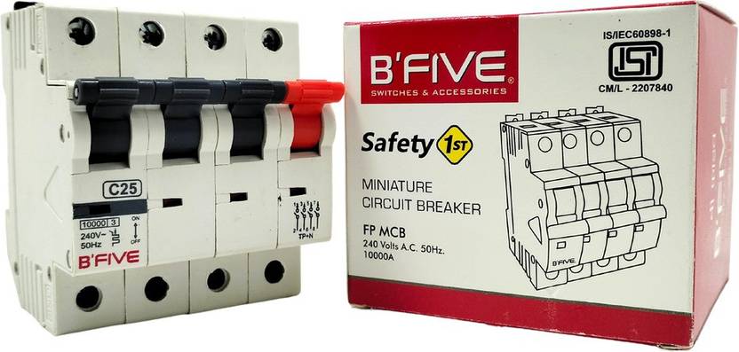 b'five C25A. Three Pole C Curve Tpn Mcb (Triple pole+Neutral) mcb BSF ...