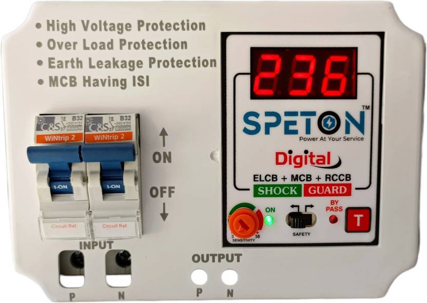speton Single Phase 32A 2 Pole Digital ELCB + RCCB + MCB High Voltage ...