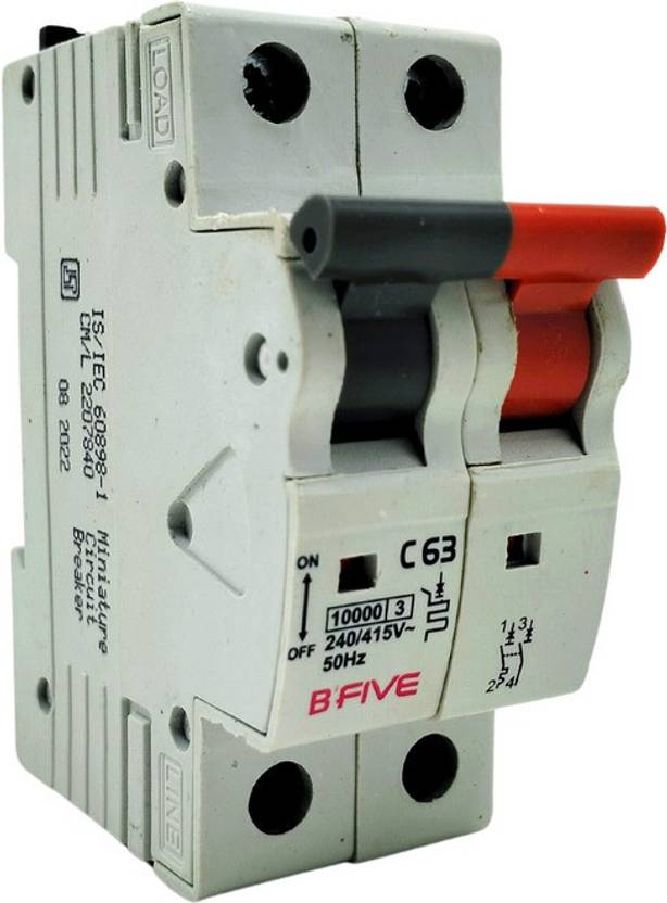 b'five PVC Plastic C63A. One Pole C Curve Spn Mcb Single pole+Neutral ...