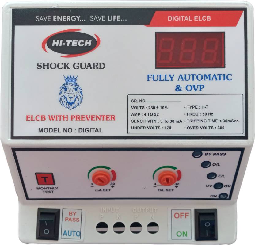 SIXTYSIX HI-TECH Fully Auto Digital Single Phase ELCB + RCCB with All ...