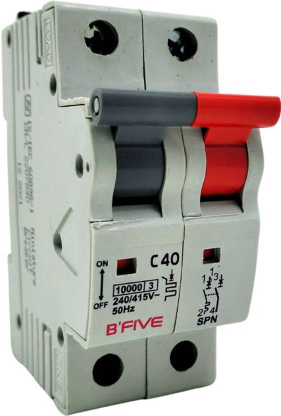b'five PVC Plastic C40A. One Pole C Curve Spn Mcb Single pole+Neutral ...