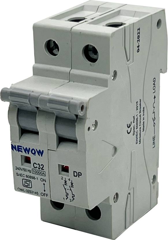 Newow Miniature Circuit Breakers (MCBs) - 32A C-Curve Double Pole ISI ...