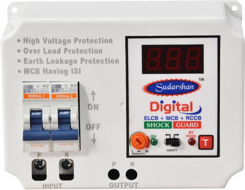 sudarshan Single Phase 32A 2 Pole Digital RCCB + ISI Marked MCB High ...