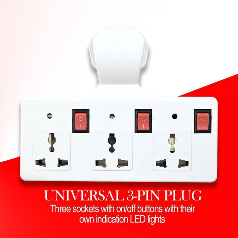 Buy From Best USB MULTIPLUG 3 Pin Plug 2 Way ABS Plastic 3+3 Multiplug ...
