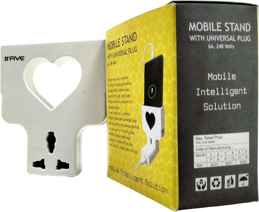 b'five Mobile Holder With Universal Three Pin Socket Plug Holder Stand ...