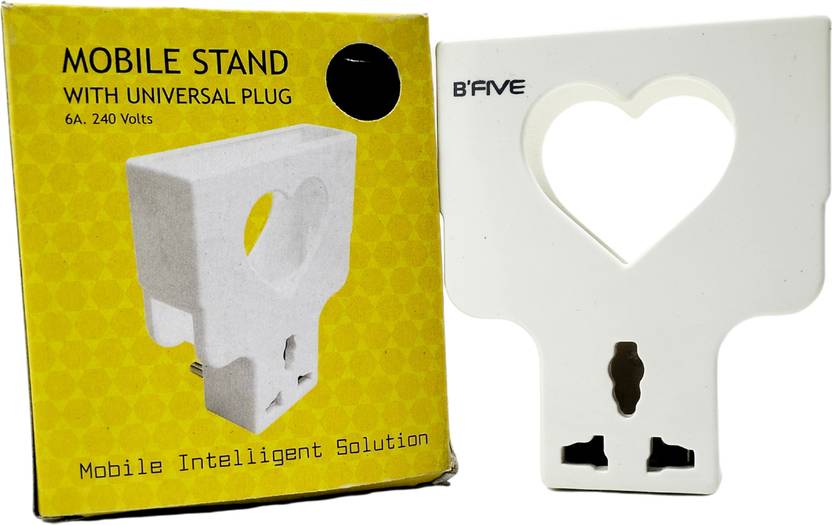 b'five Mobile Holder With Universal Three Pin Socket Plug Holder Stand ...