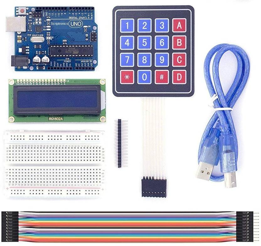 Grahikum Basic Starter Kit Aarduino Uno, 16 * 2 Blue LCD, 400 Point ...