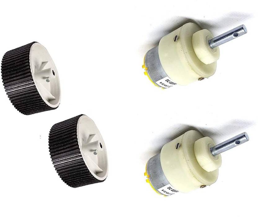 INVENTO 2pcs 6V - 12V 5 Kg-cm 300 rpm DC Metal Geared Motor with 100mm ...