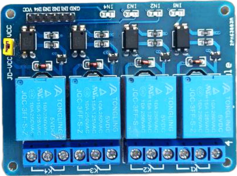 Electronics Crafts 4 Channel 5v Relay Module Control for Arduino Dsp Avr Pic Arm, Blue Micro ...