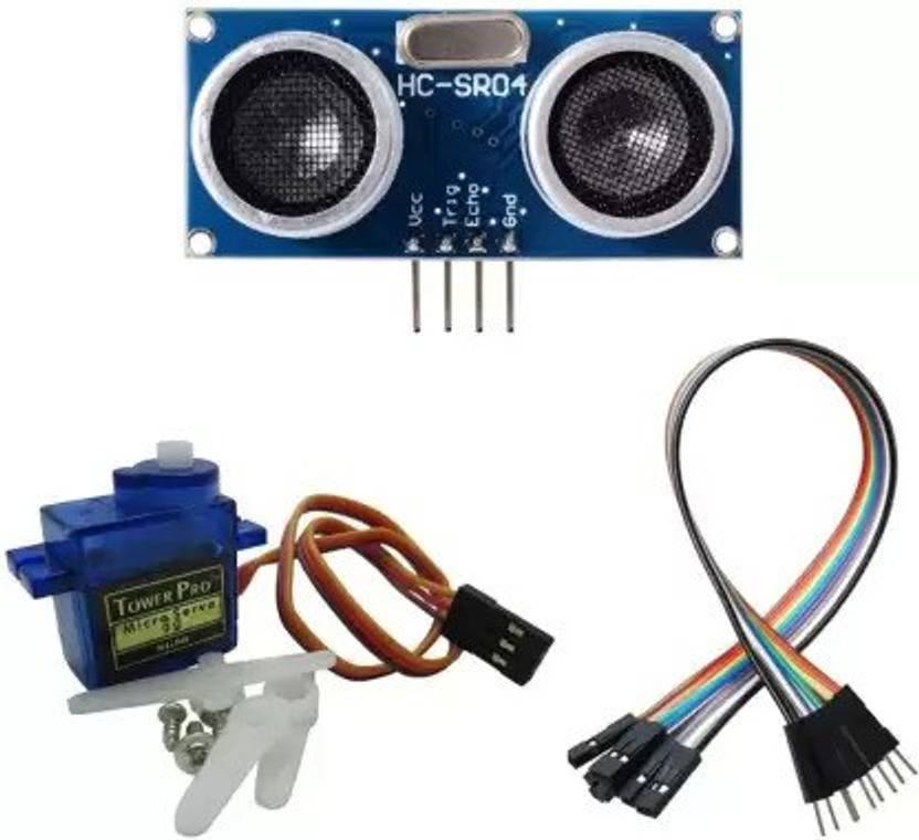 AlphaCore Ultrasonic Sensor Module With SG90 Servo Motor and 10 pc Male ...