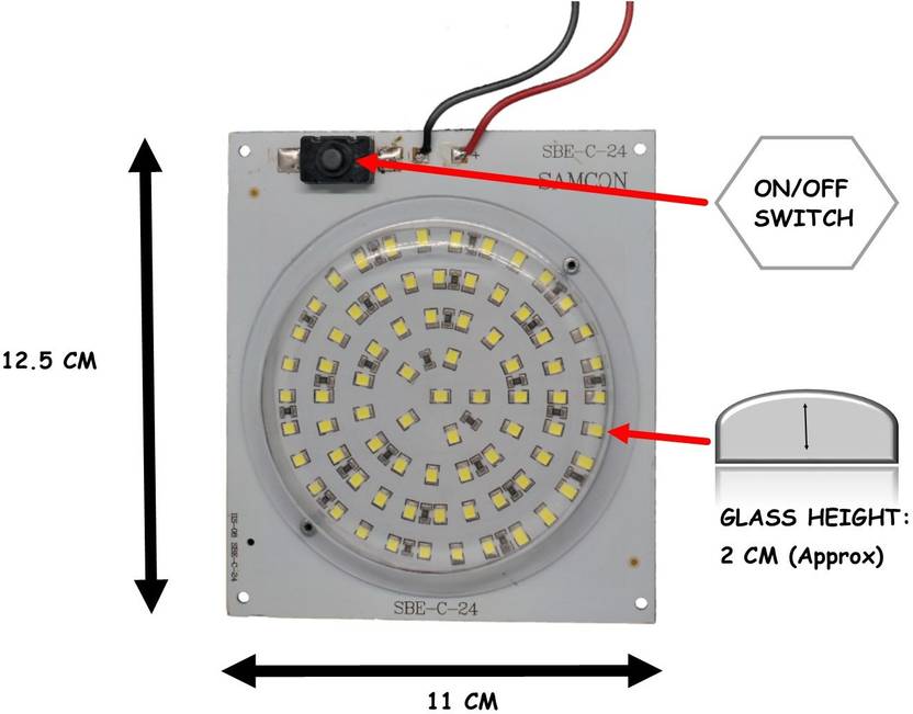 Samcon C-24 12 VOLT 75 SMD 20 WATT LED ROUND REFLECTIVE GLASS PCB WITH ...