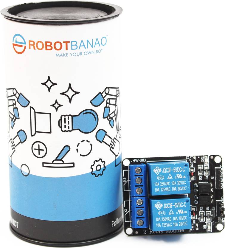Robotbanao 2 Channel DC 5V Relay Module for Arduino, UNO R3, Raspberry Pi, STM32, DSP, AVR ...